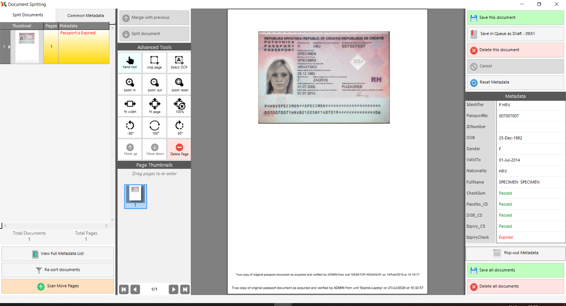 ID/Passport scanning